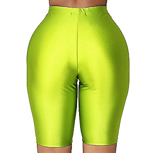 PESION Bike Shorts Women - Active Biker Yoga Shorts, Neon Green XX-Large