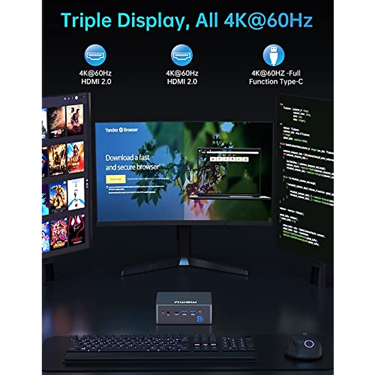 AWOW Mini PC Intel Celeron N4120 8GB RAM 256GB M.2 SSD, Mini Desktop Computer Support 4K UHD, Dual WiFi, HDMI, BT 4.2 for Business Home Office