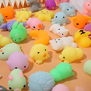 Bingcute 72 pcs Mochi Squishy Toys, Kawaii Squishy Animals for Party Favors Classroom Prize Pinata Easter Fillers Fidget Toys Pack Bulk Squishies Toys