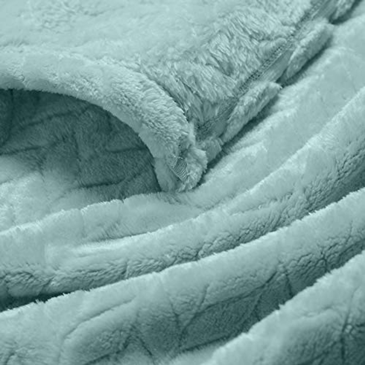 Kingole Flannel Fleece Luxury Throw Jacquard Weave Blanket, Celadon Twin Size Leaf Pattern Cozy Couch/Bed Super Soft and Warm Plush Microfiber 350GSM (66 x 90 inches)