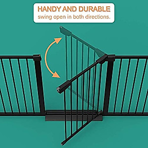 Fairy Baby Narrow Baby Gate for Doorway Stair 22.8"-25.5" Wide Pressure Mounted Pet Gate Walk Thru Child Safety Gate Black