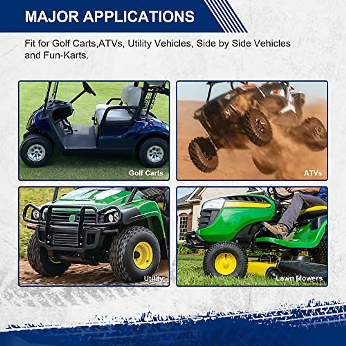 MaxAuto Lawn Mower Tire 15x6.00-6 Front & 20X8.00-8 Rear Tire for Lawn & Garden Tractor, 4Ply Tubeless, Set of 2