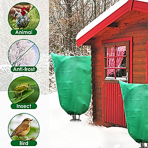 3 Pcs Large Plant Covers Freeze Protection 47.5" X 71.2" ,Reusable Winter Cold Weather Frost Blankets for Outdoor Plants with Drawstring and Zipper,Outdoor Tree Jackets (L:47.5" x 71.2", Green)