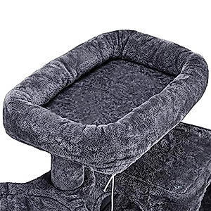 Yaheetech Cat Tree Cat Tower, 40-Inch Cat Condo with Oversized Soft Platform, Scratching Board, Basket and Hammock, Cat Furniture for Kittens Cats Pets, Dark Gray