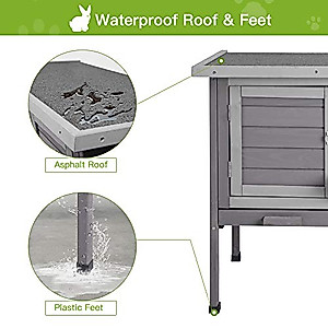 GUTINNEEN Indoor Rabbit Hutch Outdoor Bunny Cage Wooden Small Animal Cages with Slide Out Tray for Guinea Pig, Ferret