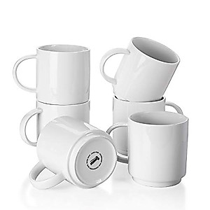 Sweese 616.001 Stackable Coffee Cups - 10 Ounce for Specialty Coffee Drinks, Cappuccino, Cafe Mocha, Latte and tea, Set of 6, White