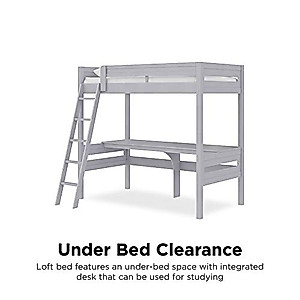 DHP Dorel Living Harlan Wood Bed with Ladder and GuardRail, Twin, Gray Loft