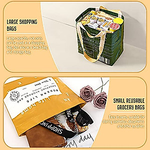 LUCKIPLUS 4 Pcs Foldable Grocery Bags Reusable Shopping Bags for Women-Two Size Grocery Bags Totes-Waterproof Reusable Tote Bags with Handles Heavy Duty Tote Bags Lightweight Tote Bags for Shopping