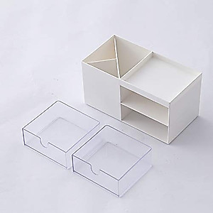 YOSCO Desktop Storage Organizer Mini Box for Office Supplies Container Pen Holder for Desk Cute Pencil Cup Pot Makeup Brush Holder (White)