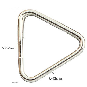 Youliang 10pcs Stainless Steel Triangle Key Ring 1mm Wire 12mm Key Ring for Key Chain Belts Decoration