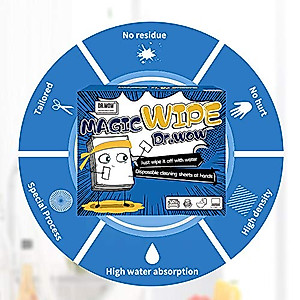 Dr. WOW Magic Wipes, Ultra Thin Disposable Wipes with Magic Cleaning Power, 48 wipes