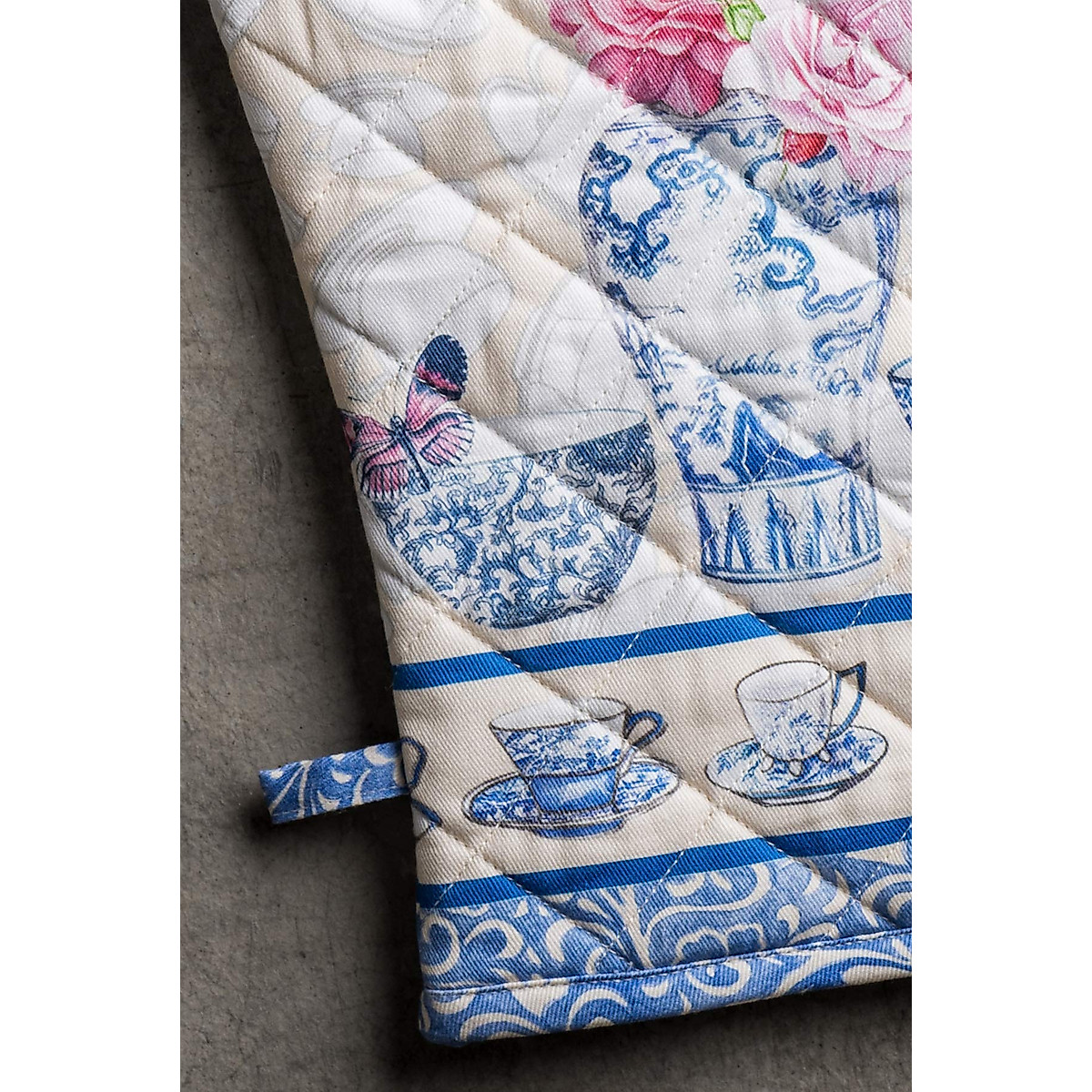 Maison d' Hermine Oven Mitt + Pot Holder 100% Cotton Heat Resistant Kitchen Oven Gloves (7.5"x13") & Hot Pads (8"x8"), Chef, Women & Men Parties, Birdies On Wire - Spring/Summer