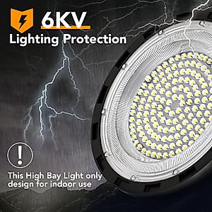 VANoopee 6 Pack 100W High Bay LED Shop Lights 5000K UFO LED High Bay Light Commercial Bay Lighting fixtures for Warehouse Workshop Barn Garage Gym - 5' Cable with Plug, 13000lm(400W MH/HPS Eqv.)