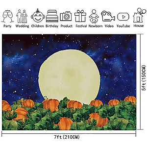 Halloween Background Moon Pumpkin Starry Night Decoration Banner Halloween Pumpkin Field Party Backdrop (7x5ft)