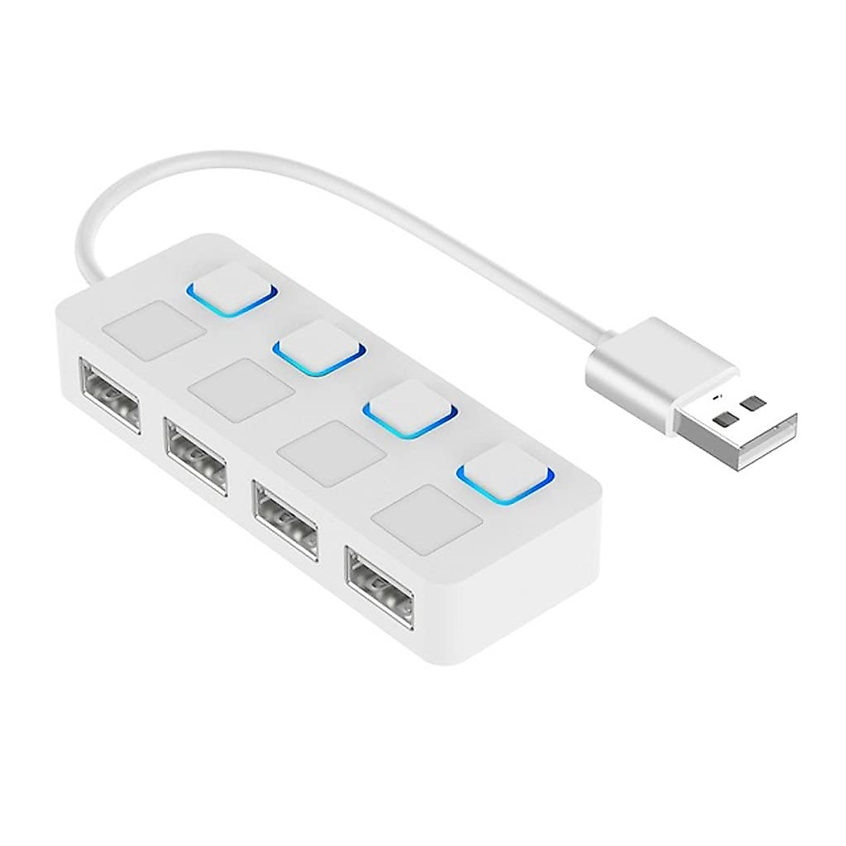 CUJUX USB 2.0 HUB Multi USB Splitter 4 Port Expander Multiple USB 2.0 Hub Use Power Adapter USB2.0 Hub with Switch for PC Computer (Color : White)