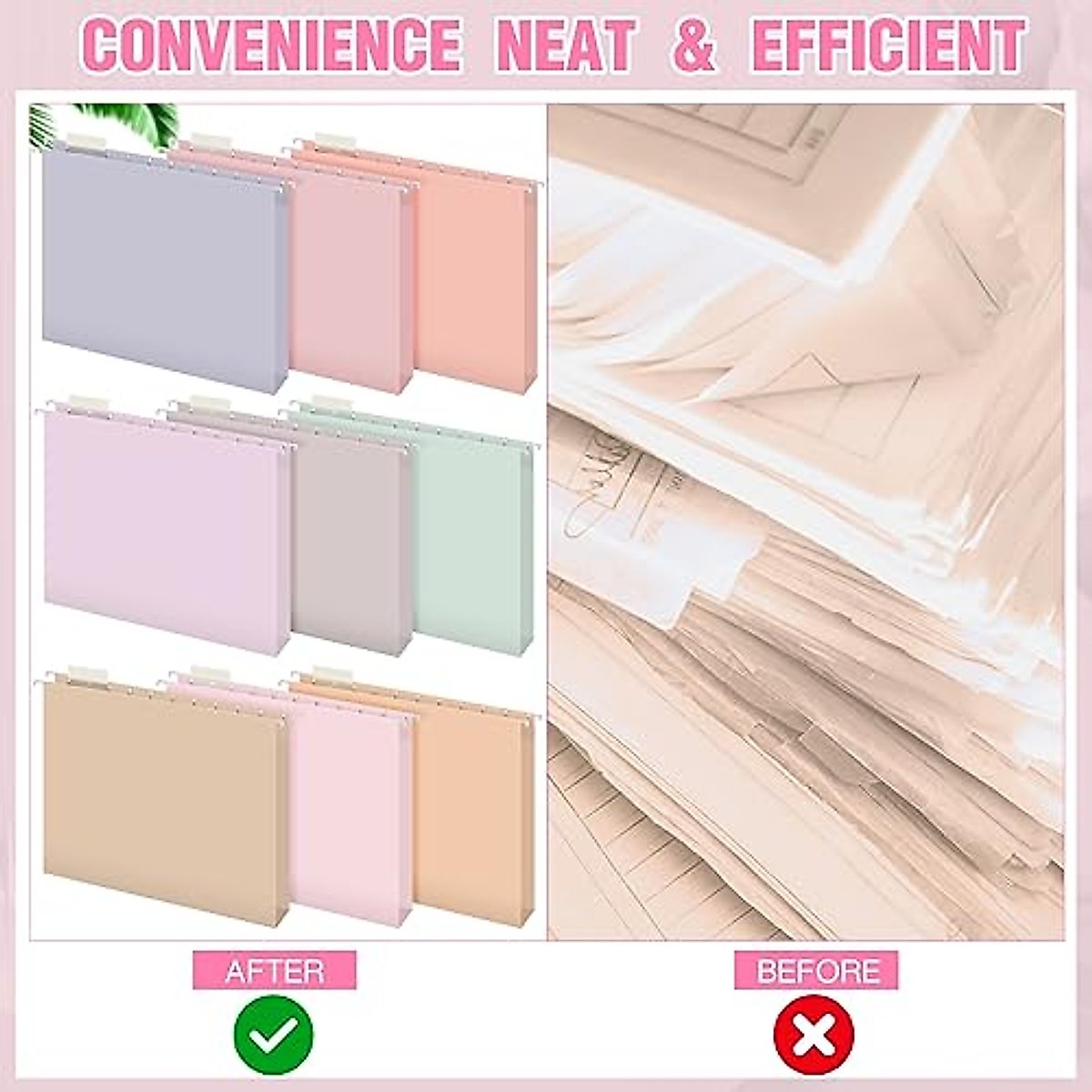 Yaomiao 24 Pack Hanging File Folders Letter Size Expanding File Folders with 1 Inch Expansion Hanging File Folders for Filing Needs(Bright Color)