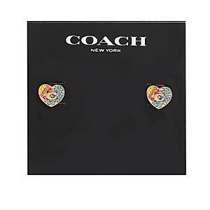 Coach Women's Pave Heart Stud Earrings