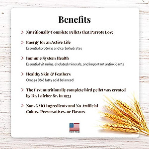 LAFEBER'S Premium Daily Diet Pellets Pet Bird Food, Made with Non-GMO and Human-Grade Ingredients, for Parrots, 5 lb