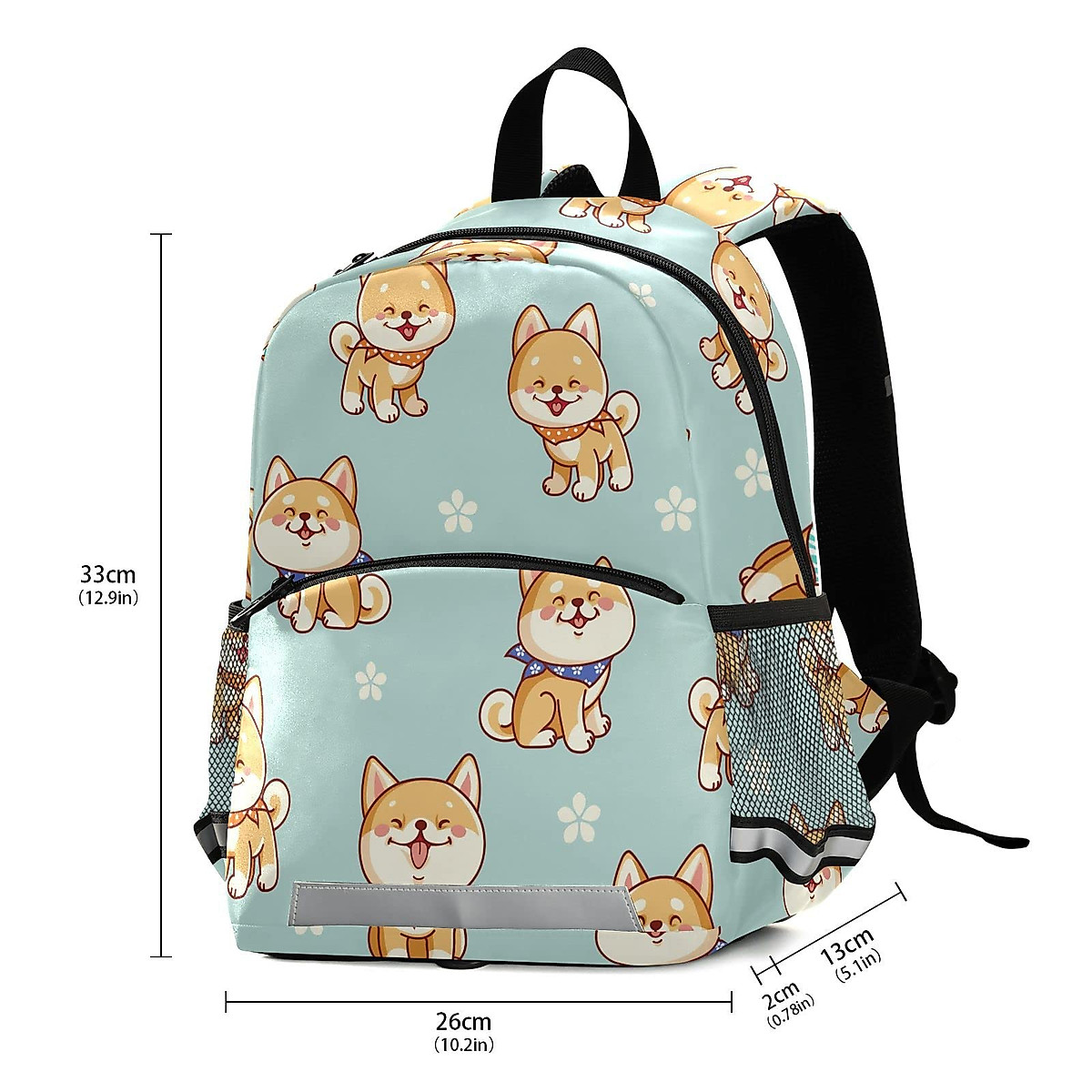 AIXIWAWA Small Kids Leash Harness Backpack for Boys Girls, Kawaii Shiba Inu Mini Backpacks with Reflective Strips Chest Buckle for Toddlers from 3 to 6 Years Old 10.9 X 5.9 X 12.9 inches