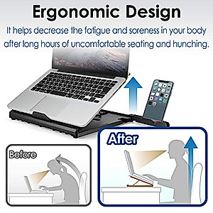 ELECOM Ergonomic Laptop Stand/Multi-Angle Adjustable/Heat Vent/Portable/Foldable/Laptop Up to 15.6 inches Black PCA-LTS8BK, Normal - Black