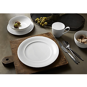 nambe Skye Collection All-Purpose Ceramic Bowls, White, Dishwasher & Microwave Safe, 5.75- inch, Bowls for Cereal, Soup, Rice, Pasta, Salad, and Oatmeal, Set of 4