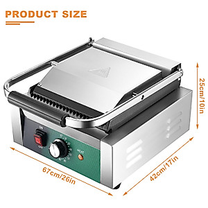Commercial Panini Press Sandwich Maker, LIVOSA 2200W Non-Stick Panini Grill Machine Panini Maker with Temperature Control and Grooved Plates for Hamburgers Steaks