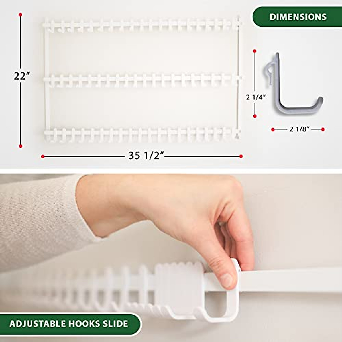 Ollirovey Metal 60 Hook 3ft Wide Headband Display and Headband Organizer for Girls Hair Bows Holds up to 240+ Hair Accessories 4 per Hook - Hooks Adjustable - Wall Mounted