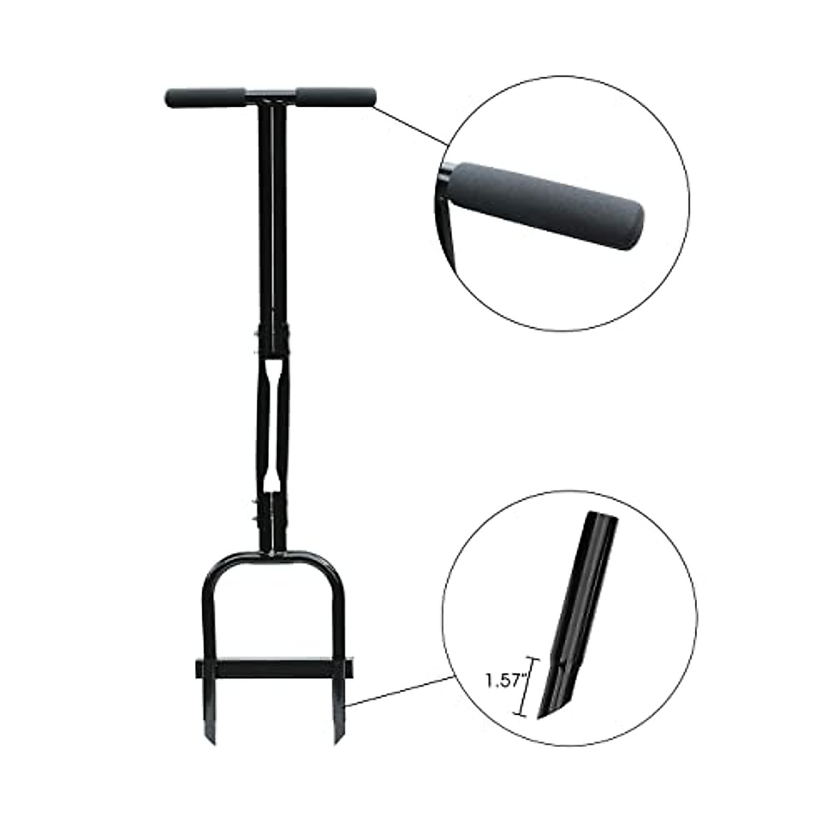 Gardzen Plug Aeration, Hand Hollow Tine Lawn Aerator, Heavy Duty Aerator for Compacted Soils and Lawns, 35" x 11", Black