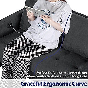 STHOUYN Comfy Loveseat Sofa Small Grey Couch Small Spaces, Small Love Seat Bedroom, Mid Century Modern Couches Living Room Dorm Office, 2 Seater Couch Deep Seat Sofas, 57”W (Dark Grey (Loveseat))