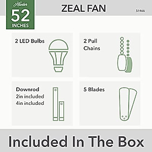 Hunter Fan Company 51467 Zeal Ceiling Fan, 52, Matte Silver