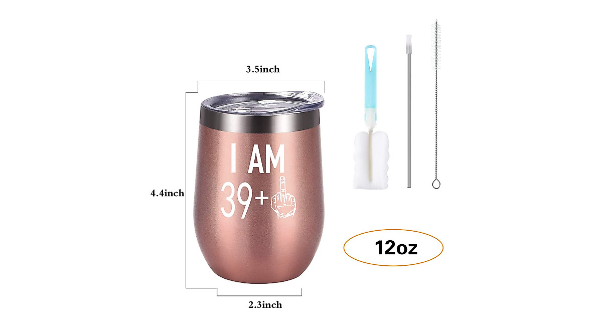Funny 39 Plus One Wine Tumbler - Perfect 40th Gift
