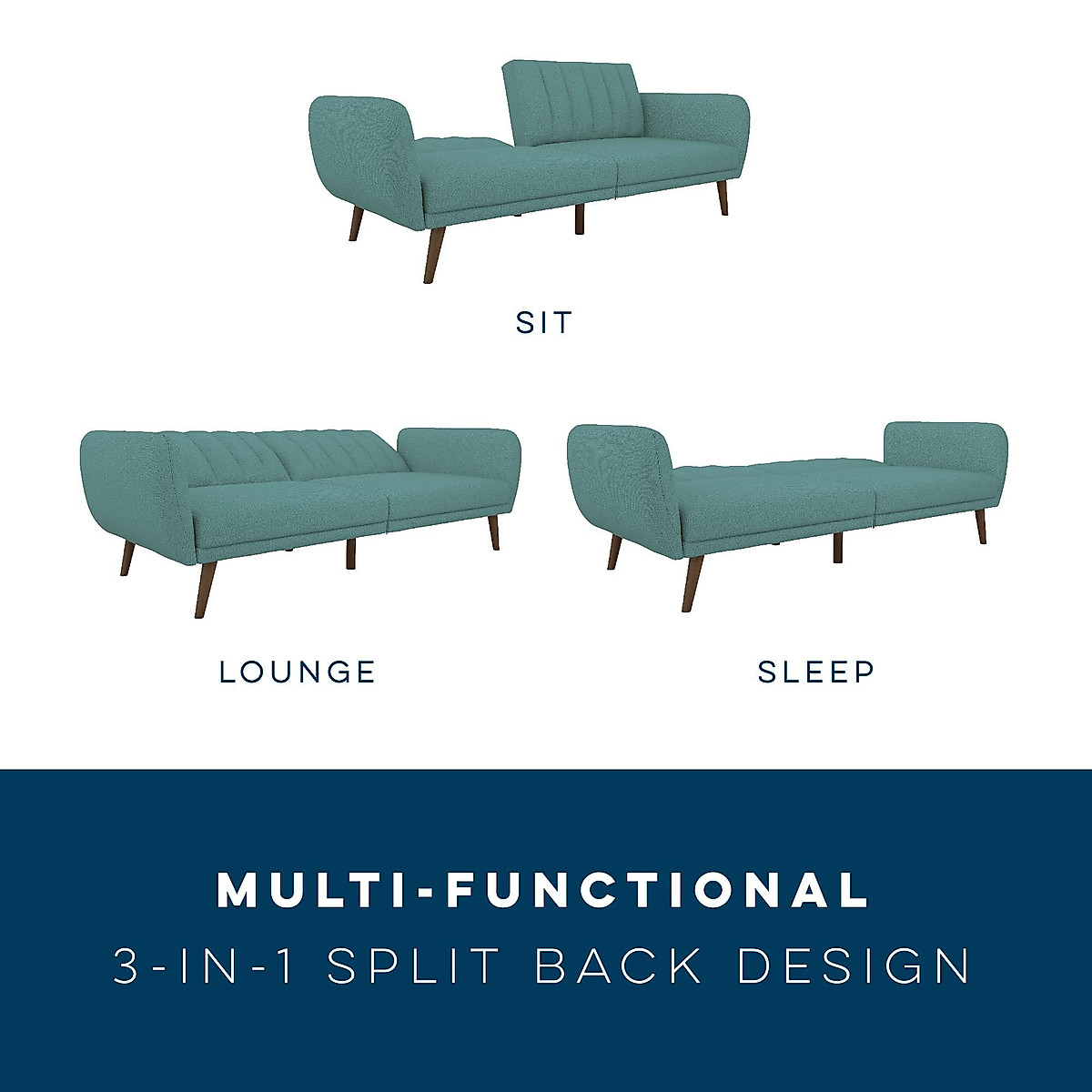 Novogratz 2115829N Brittany Futon, Light Blue