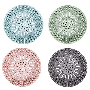 Hair Drain Catcher, Round Shower Drain Covers for Shower, Silicone Hair Catchers,Easy to Install and Clean Suit for Bathroom Bathtub and Kitchen Drain Protector 4 Pack