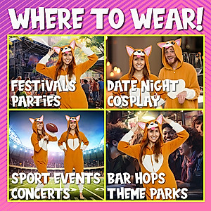 Funziez! Slim Fit Adult Onesie - Animal Halloween Costume - Plush Fruit One Piece Cosplay Suit for Women and Men