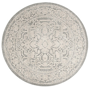 SAFAVIEH Reflection Collection 6'7" Round Light Grey/Cream RFT665C Vintage Distressed Area Rug