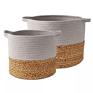 MEMBER'S MARK 2-Piece Cylinder Rope & Hyacinth Basket Set (Grey, 2)