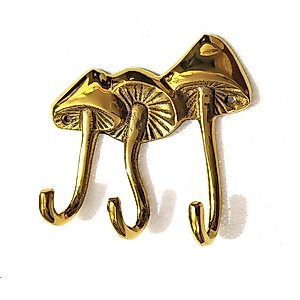 Brass Mushroom Wall Mount Hook Sculpture Unique A Excellent Item for Home | Office | Restaurant Decorations by Indiaart12