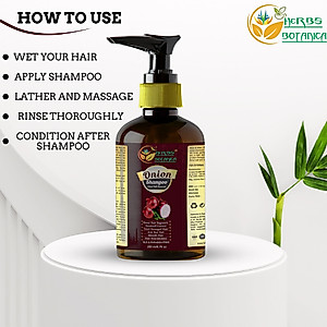 Onion Shampoo for Hair Growth – Enriched with Caffeine, Curry Leaf & Indian Alkanet Root – Controls Hair Fall & Dandruff – Onion Shampoo and Conditioner Alternative – 6.76 fl oz by Herbs Botanica