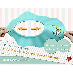 BONPEIPEI Baby Shower Shampoo Cap 2Pcs Adjustable Safety Eva Bath Visor Accessories Waterproof Soft Hair Washing Guard Bathing Hat for Girls, Boys, Infants, Kids and Toddlers-blue/green