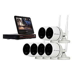 (2024 Upgraded Ver.) [8CH] Crystal Vision CVT808A-61C 1080P Full HD Wireless Surveillance System, 6 x 3MP Floodlight 2 Way Audio Siren Cameras