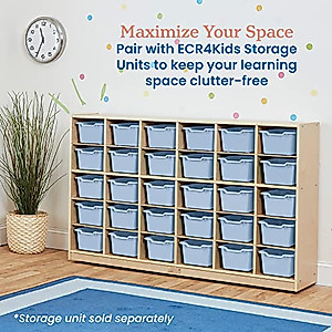 ECR4Kids Scoop Front Storage Bin, Multipurpose Organization, Powder Blue, 30-Piece