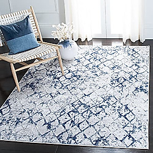 SAFAVIEH Amelia Collection 11' x 15' Grey / Navy ALA783H Modern Trellis Distressed Non-Shedding Living Room Bedroom Dining Home Office Area Rug