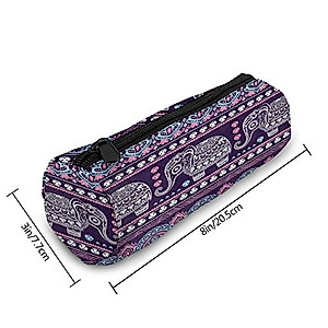 Aieefun Tribal Ethnic Elephant Cylinder Pencil Case Holder Zipper Large Capacity Pen Bag Pouch Stationery Cosmetic Makeup Bag