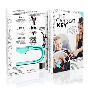 The Car Seat Key - Original Car Seat Key Chain Buckle Release Tool - Easy Unbuckle Opener Aid for Nails, Parents, Grandparents & Older Children by NAMRA Made in USA (Teal)