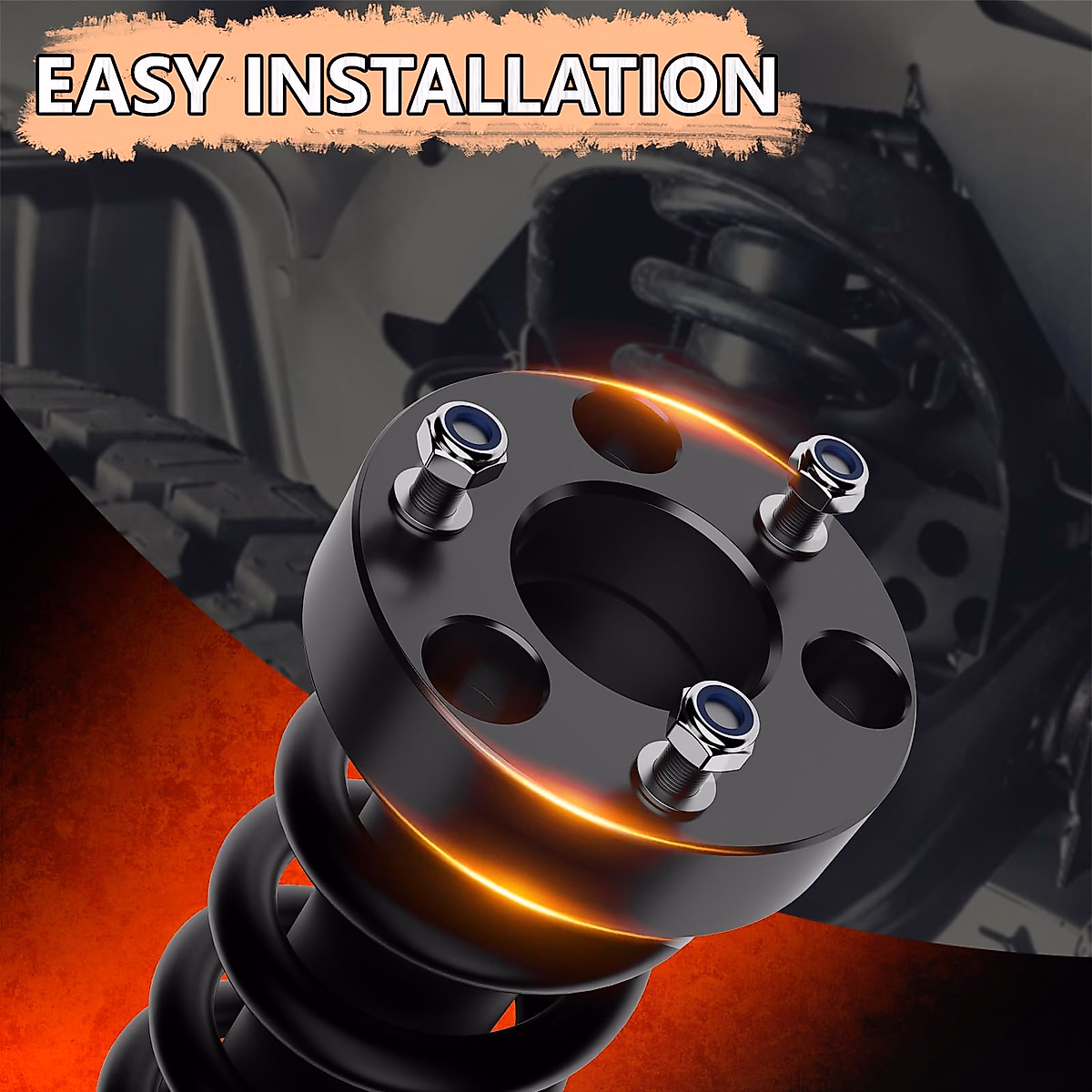 2" Front Leveling Lift kit for Dodge Ram 1500 2006-2024 4WD, Lifronkit Raise 2 Inch Front Strut Spacers Compatible with Dodge Ram Suspension Lift Kits 2006-2023 Black Anodized(new version)