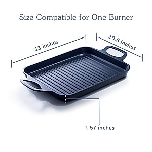 S·KITCHN Nonstick Grill Pan, Induction Stove Top Grill Plate, Glass Grilling Pan for Indoor, Gas Range Grill Panel/Skillet