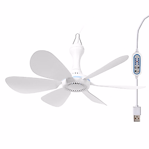 USB Mini Small Ceiling Fan quiet Camping Optional Emergency Portable Outdoor Hanging Gazebo Canopy Dorm Fans Silent For Grow Tent,Hiking,Outages Speed Home Room Battery operated,Power Bank powered