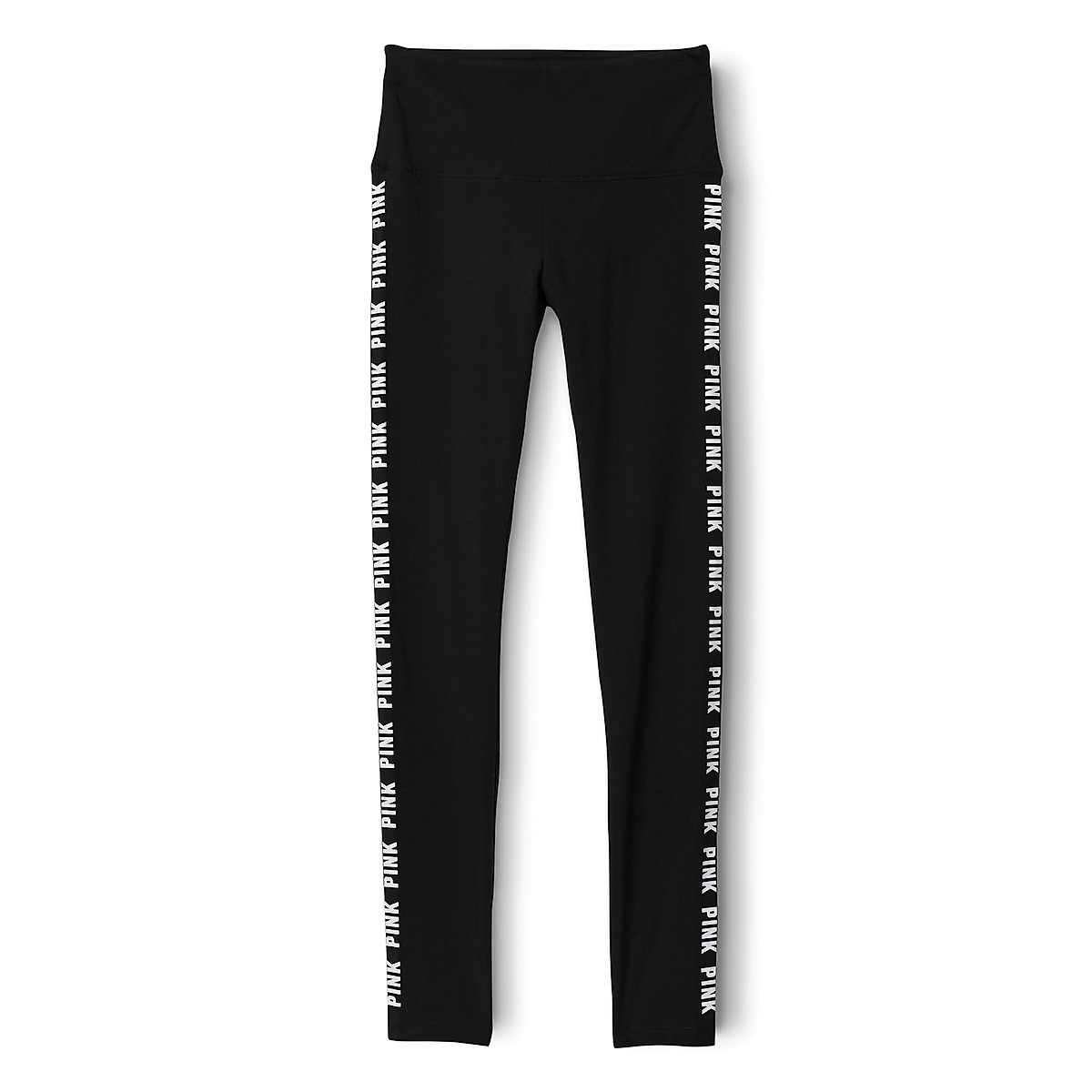 Victoria's Secret Women's Pink Logo Cotton Leggings, Pure Black with White Ticking, XS