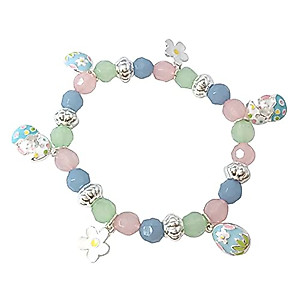 Fashion Jewelry ~ Easter Theme Multi Charm Beaded Stretch Bracelet for Women Casual
