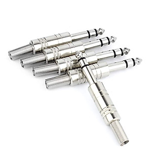 1/4" Audio Plugs 6.35 mm Plug TRS Male 1/4 inch Solder Type Stereo Plug Straight Design Connector with Spring for DJ Mixer Speaker Cables Guitar Cables Phono Patch Cable Microphone Cables (5 Pack)